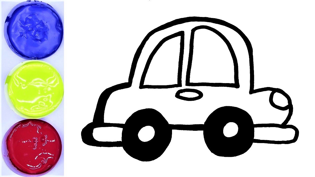 Cute Mini Car Drawing and Glitter Painting Activity For Kids - Coloring ...