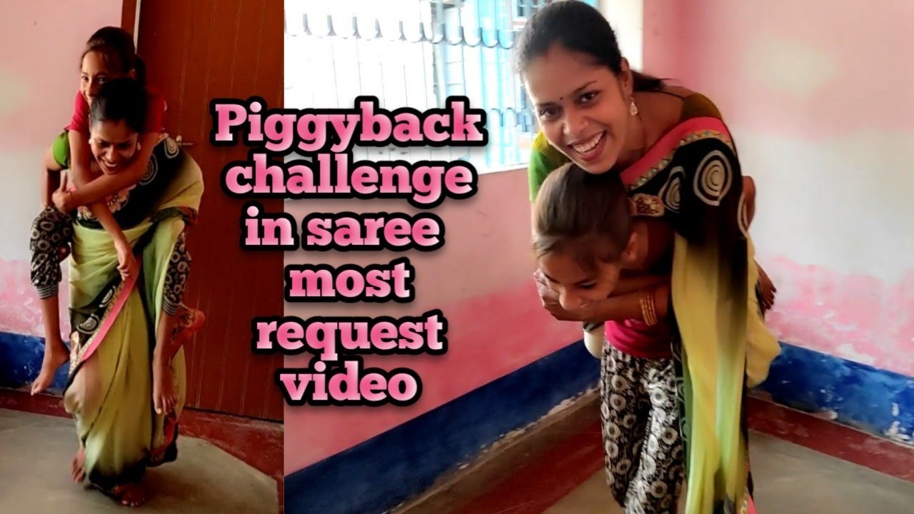 Piggyback challenge in saree// most requested video.. #piggyback # ...