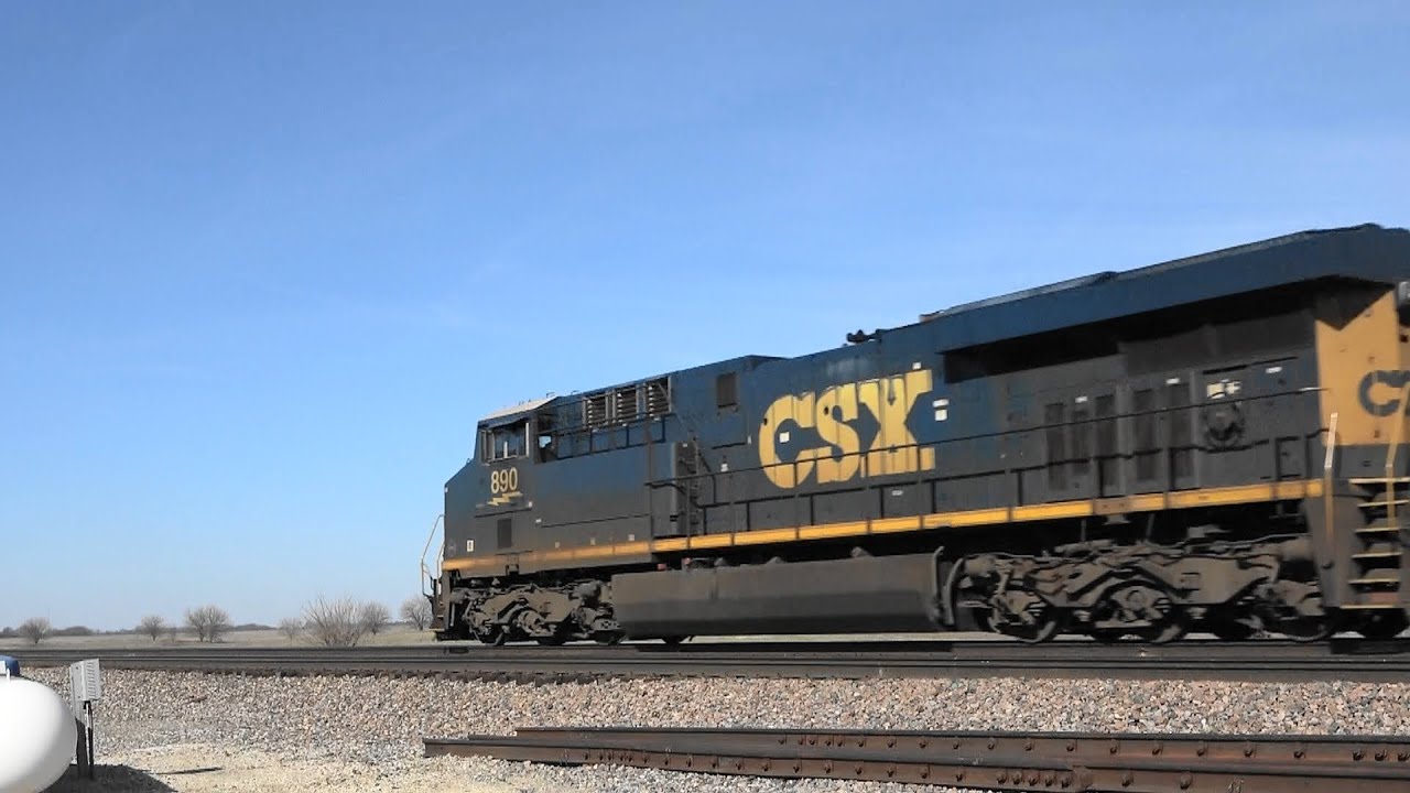 CSX 890 w/ BNSF Leads Stack Train, Cameron, IL 3/19/24 - YouTube