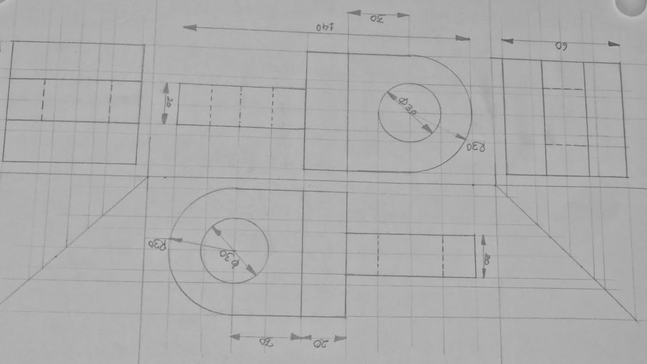 Isometric(3D) to Orthographic(2D) solved examples | Engineering ...