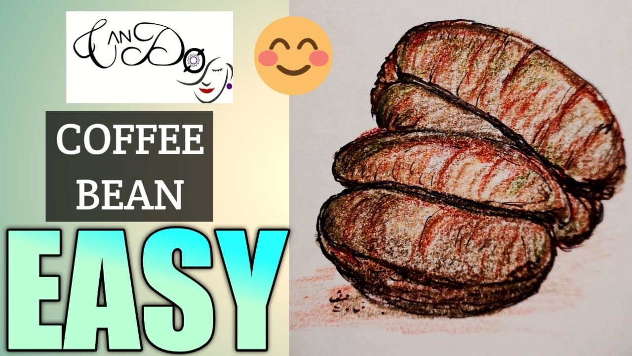 How to Draw a Coffee Bean Step By Step For Beginners | Easy Coffee Bean ...