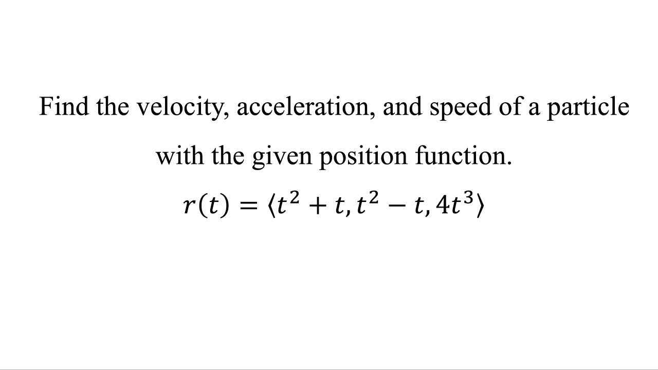 Find the velocity, acceleration, and speed of a particle with the given ...