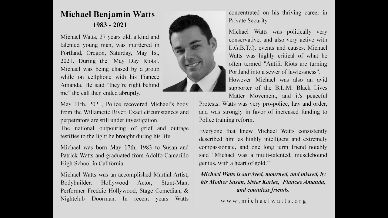 Michael Watts, age 37, Murdered in Portland, Oregon, May 01, 2021 - YouTube