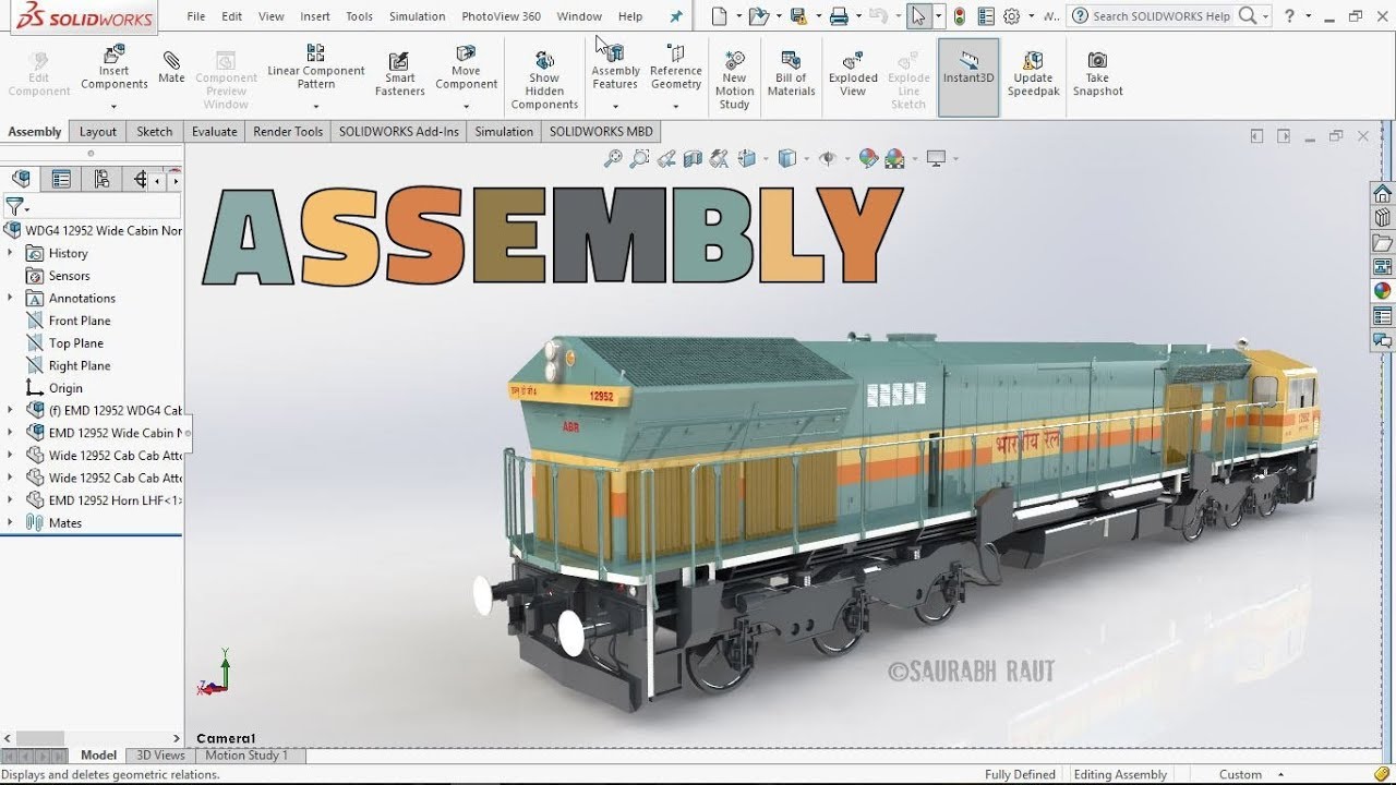 SolidWorks Train Modelling Tutorials - S01 E11: Assembly Of Body ...