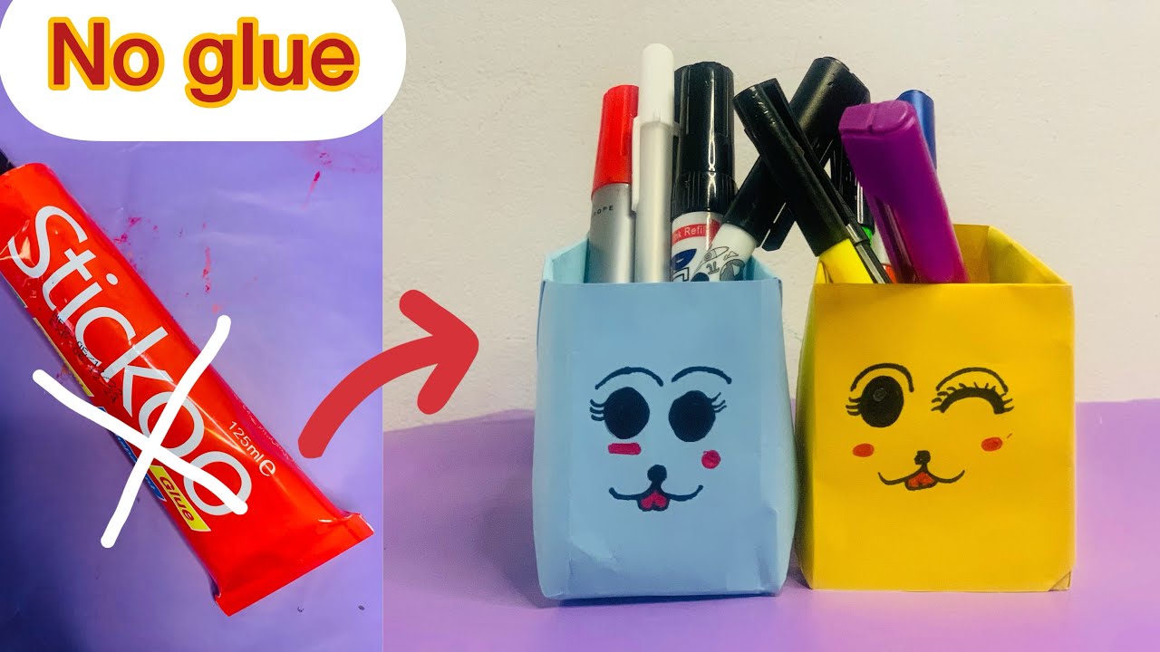 How to make Paper pencil box | Diy paper pencil box idea | Easy origami ...