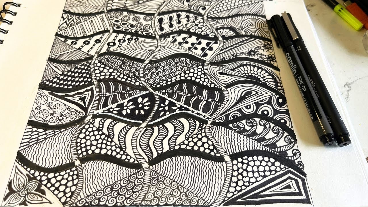 @Zentangle Wave Pattern art || Zendala art || Zenfloral art || Doodle ...