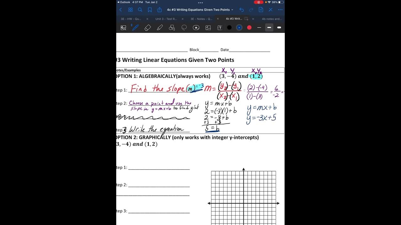 4c # 3 notes-Writing linear equations given two points - YouTube