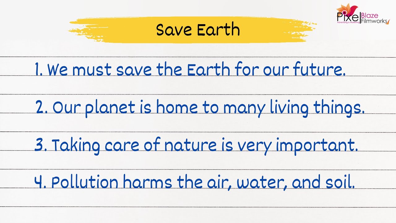 Save Earth - 20 Lines English Essay | 20 Lines On Save Earth In English ...