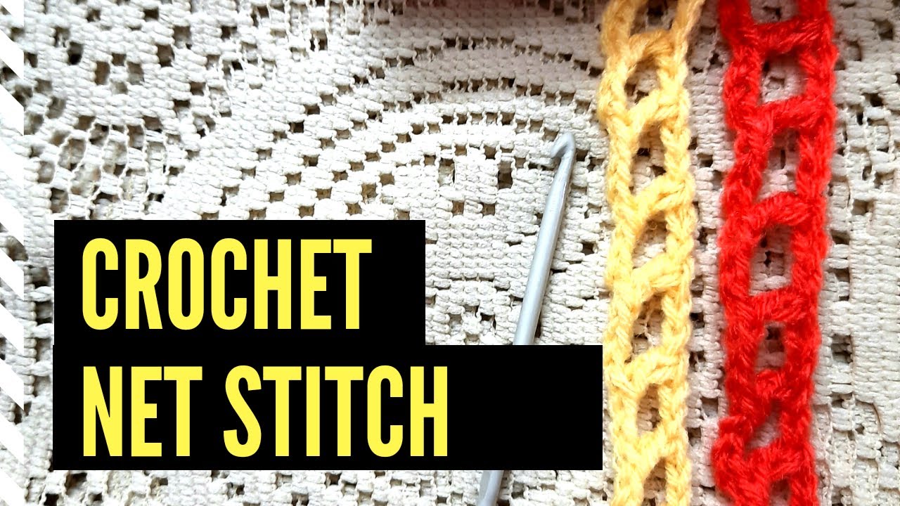 Basic Crochet NET STITCH swatch ~ One Row - YouTube