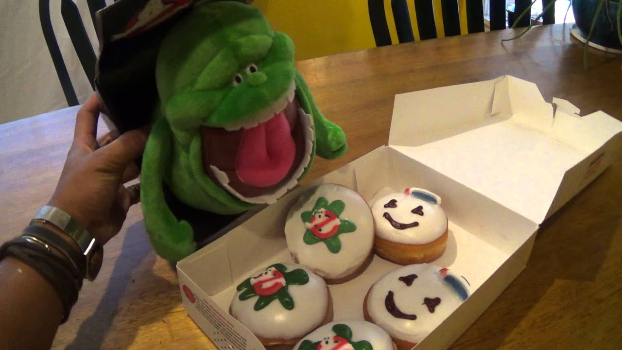 Slimer eating Ghostbusters Krispy Kreme donuts - YouTube