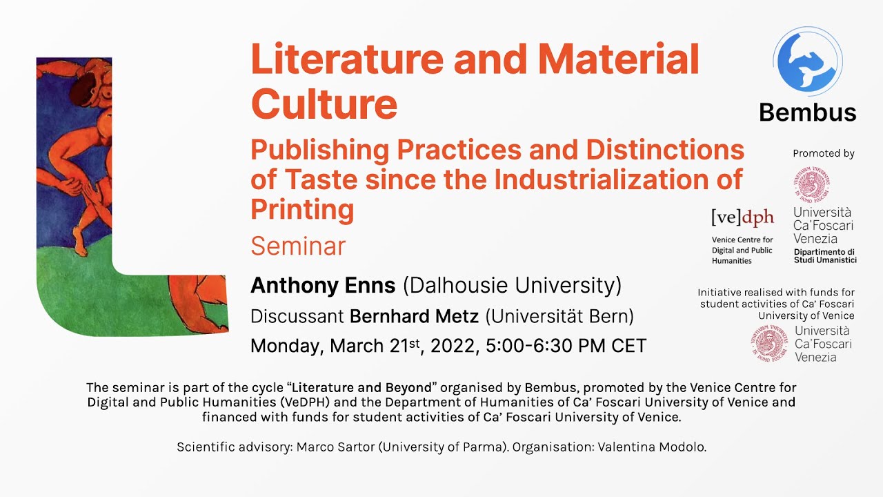 Literature and Material Culture – Anthony Enns - YouTube