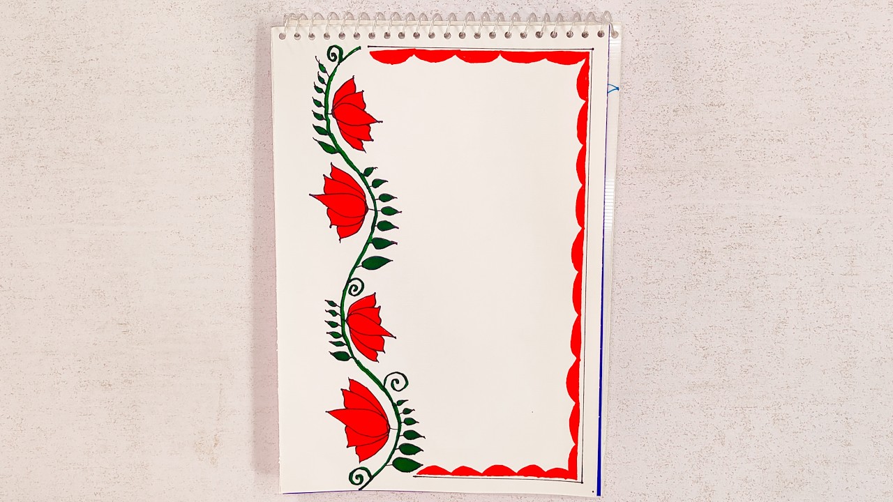 How To Draw Border Design | Easy Border Design For Front Page | Page ...