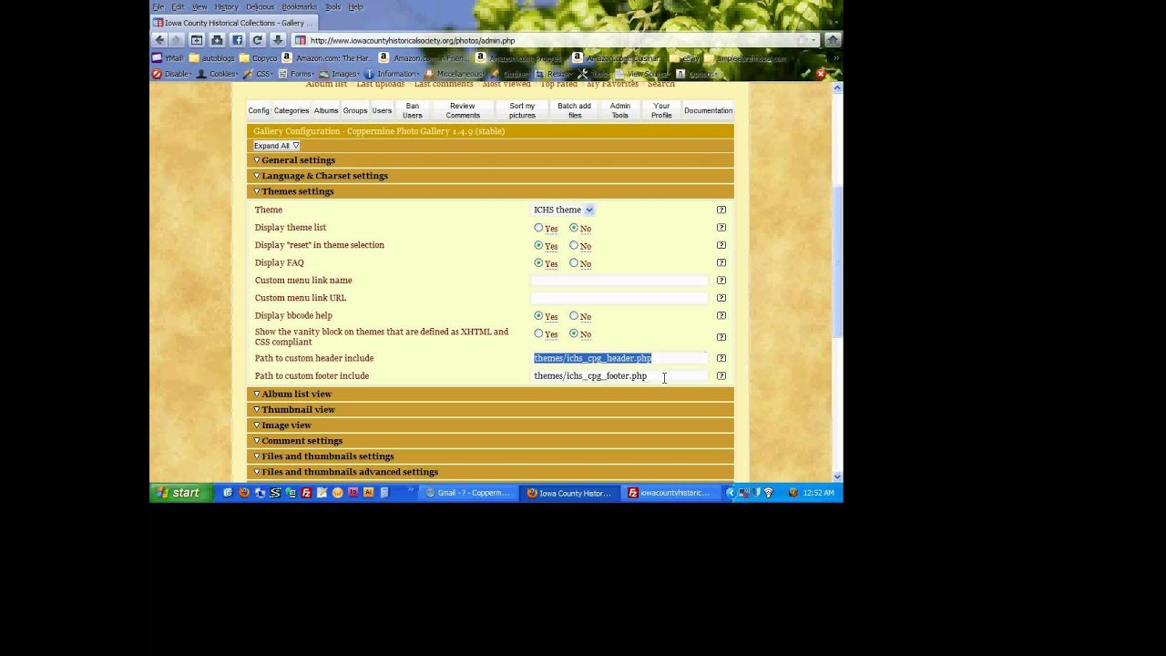 How to access Coppermine Photo Gallery custom header and footer - YouTube