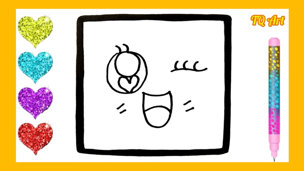 How to draw a cute square || Drawing for kids - YouTube