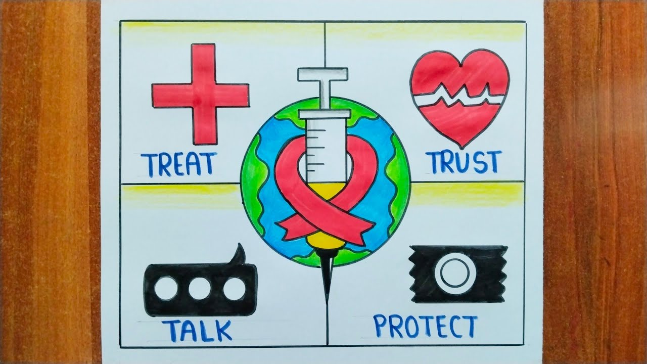 World Aids Day Drawing / World Aids Day Poster Drawing / Stop Aids ...