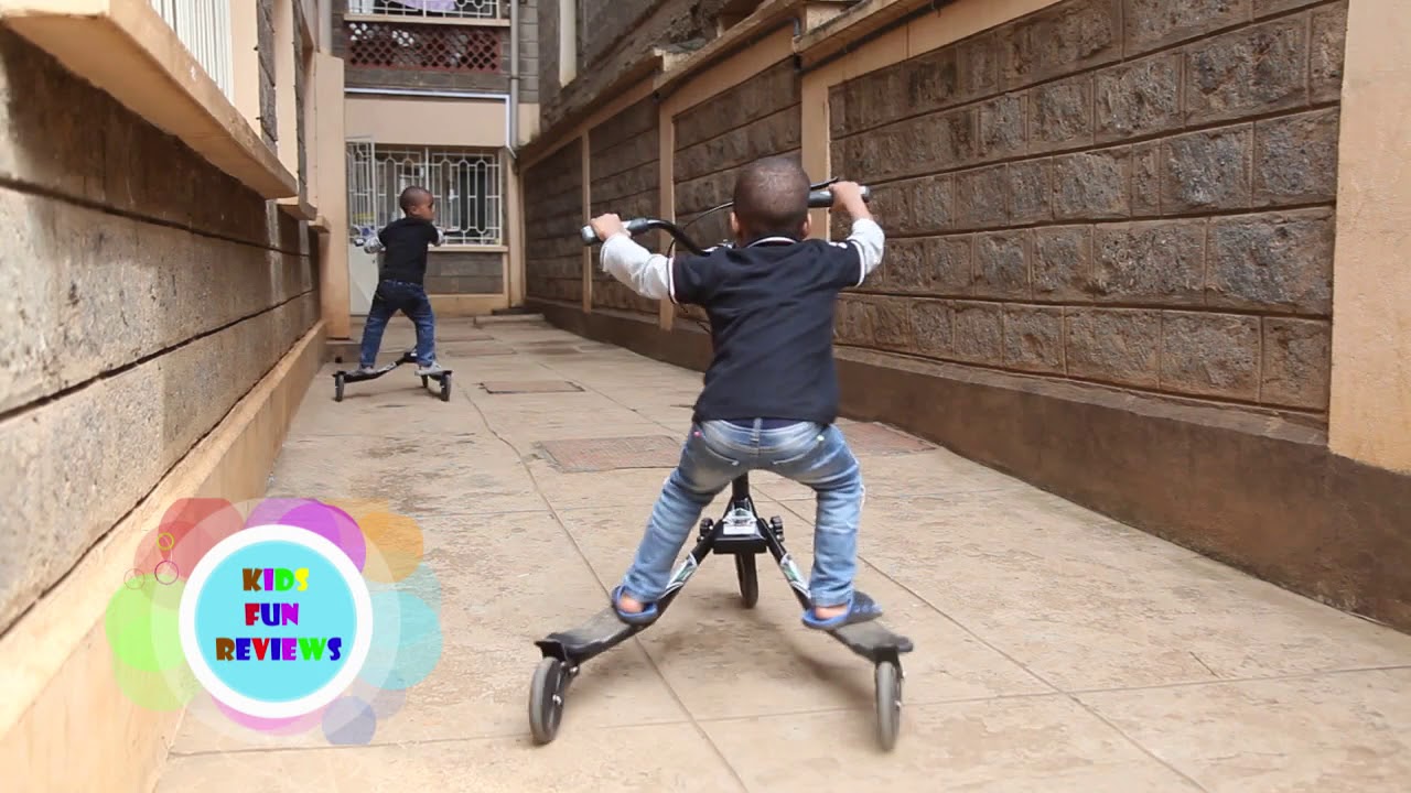 Kids Fun Reviews- Riding a Y Flicker Scooter - YouTube