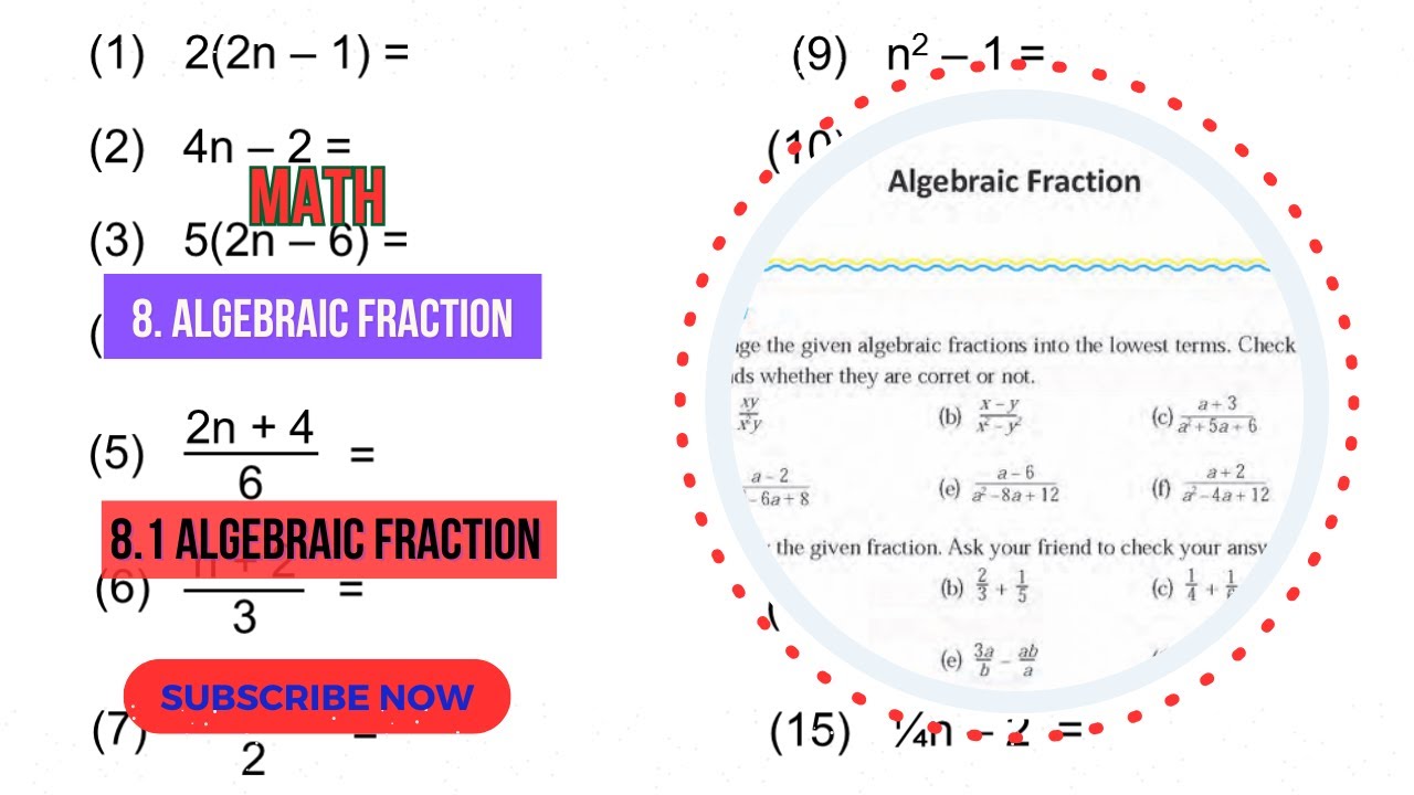 8.1 Algebraic Fraction-Class 10 Math Exercise - YouTube