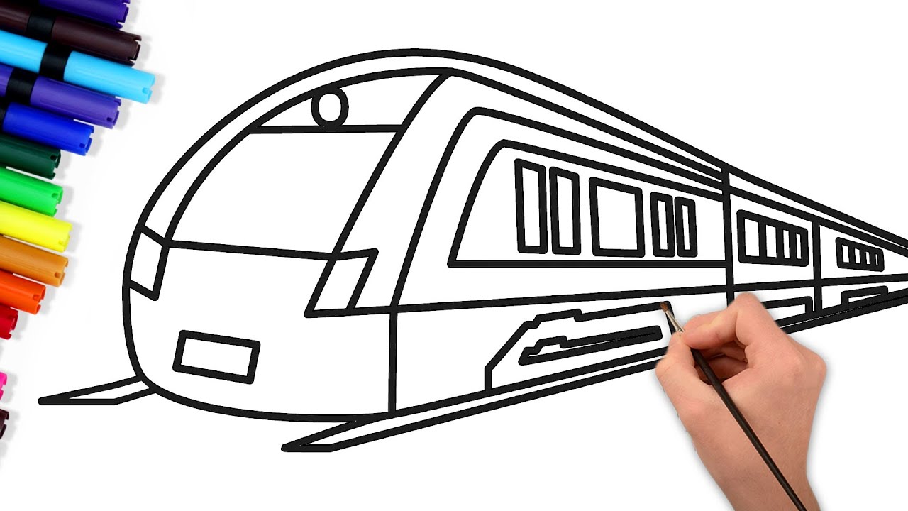 Easy Train Drawing For Kids Premium Vector | Coloring Book For Kids