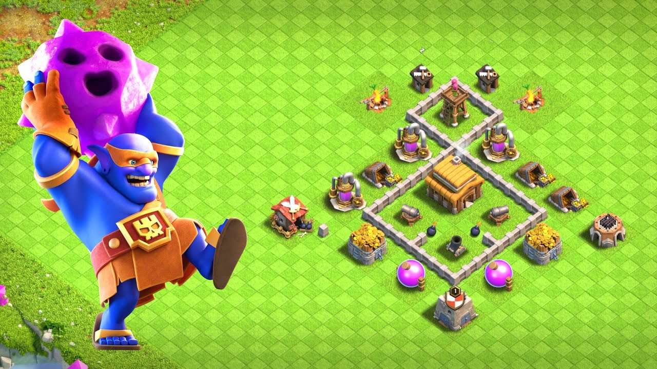 Town hall 3 VS 1 Super Bowler | Clash of clans - YouTube