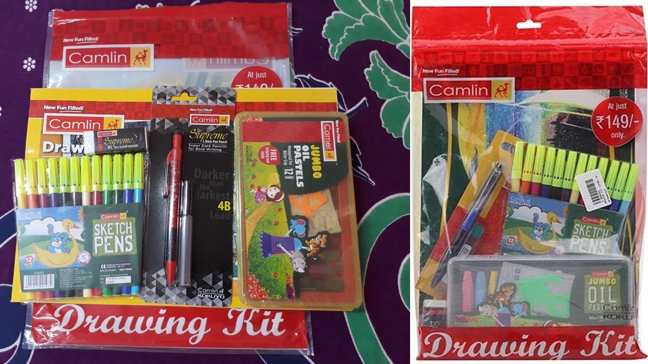 Camlin Drawing Kit for Kids | Kids Drawing and School Kit | Unboxing ...