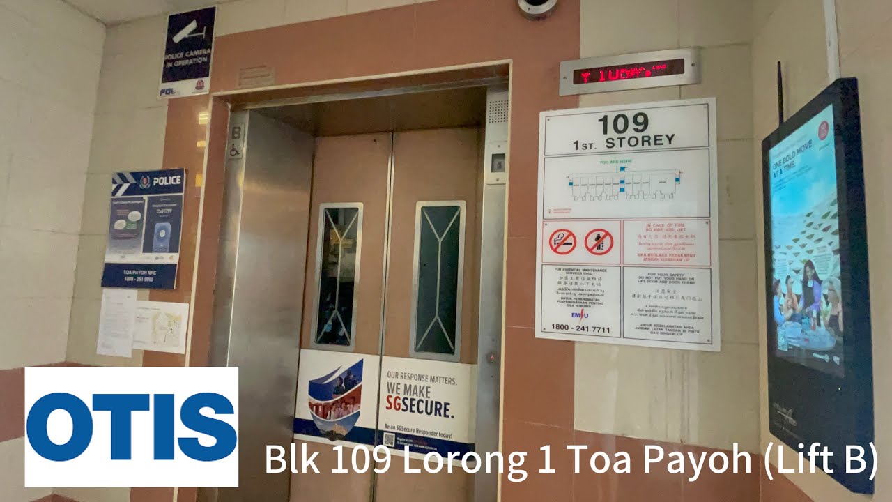 OTIS Lift B at Blk 109 Lorong 1 Toa Payoh - YouTube