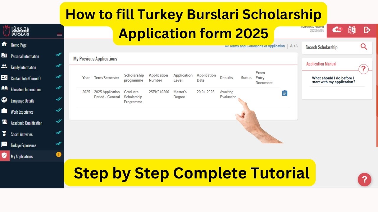 How to fill Turkey Burslari Scholarship Application form 2025 | Step by ...