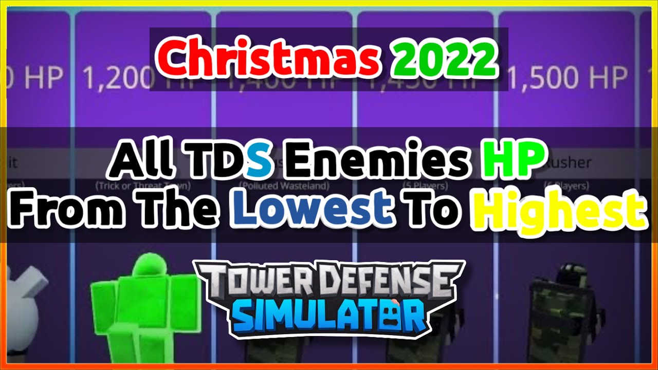 [Christmas 2022] All TDS Enemies HP From Lowest To Highest || Tower ...