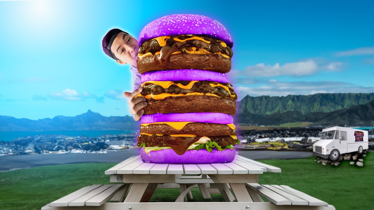 Hawaii’s Biggest Purple Burger Challenge | $100 Prize for the HERO! 🍔💜 ...