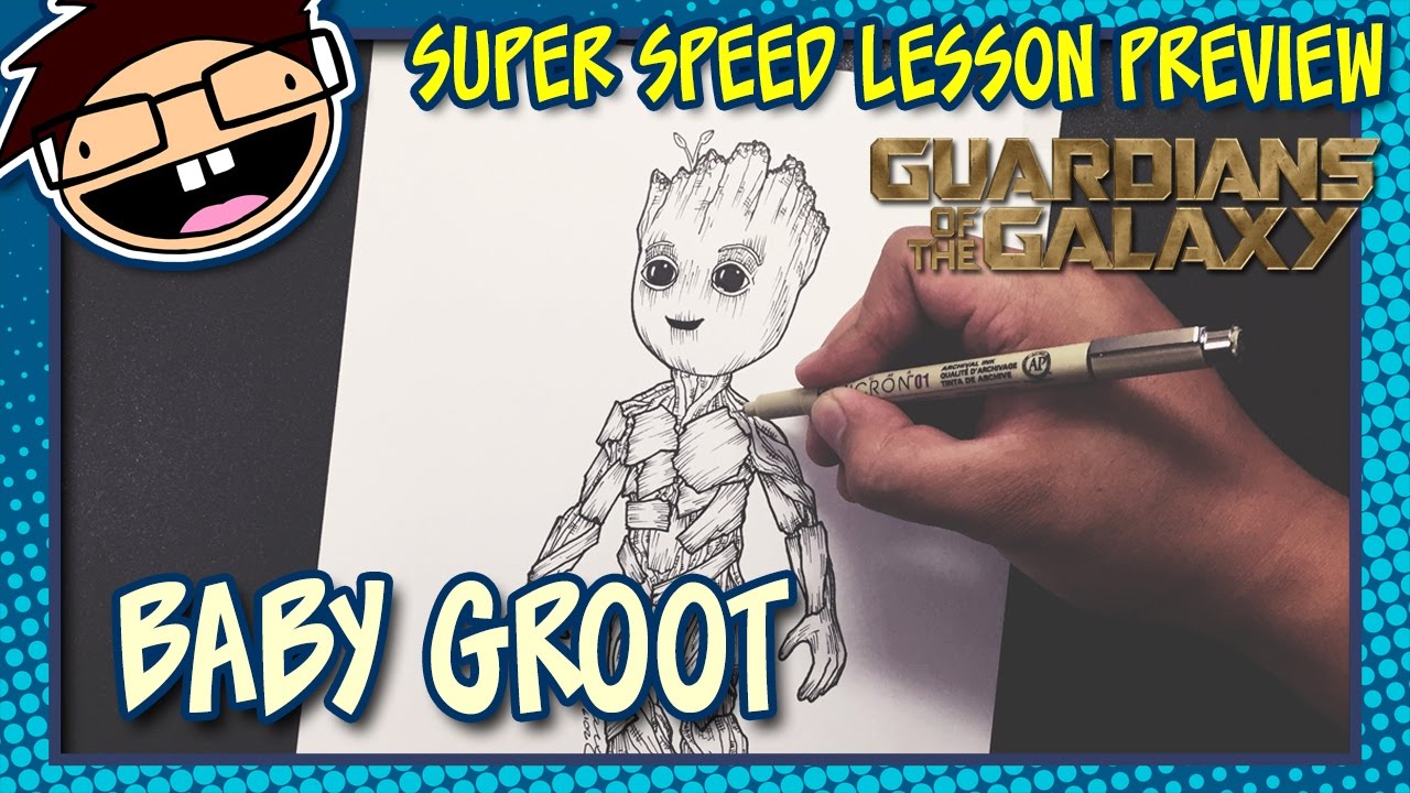 Lesson Preview: How to Draw BABY GROOT (Guardians of the Galaxy Vol. 2 ...