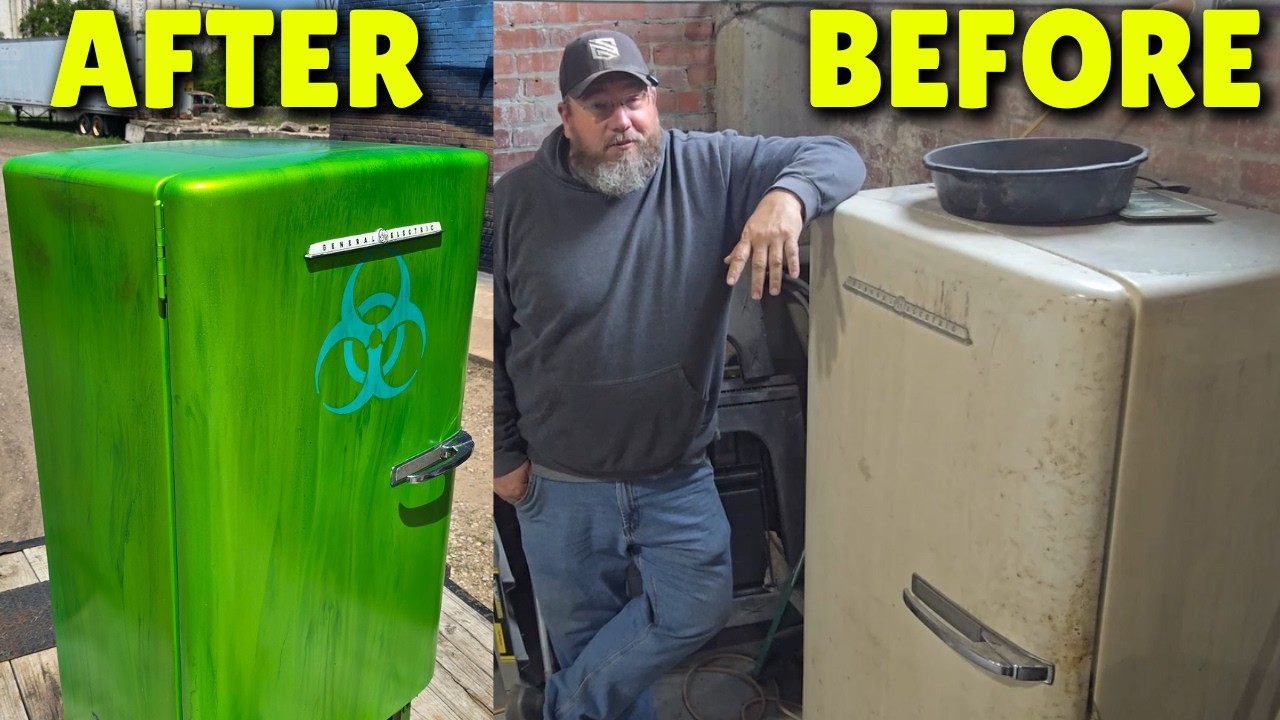 Custom paint on my vintage fridge. - YouTube