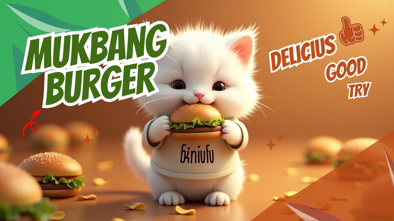 Mukbang Burger ASMR Cat Or Kucing Oyen #6 - Eat Along with the Ikininu ...