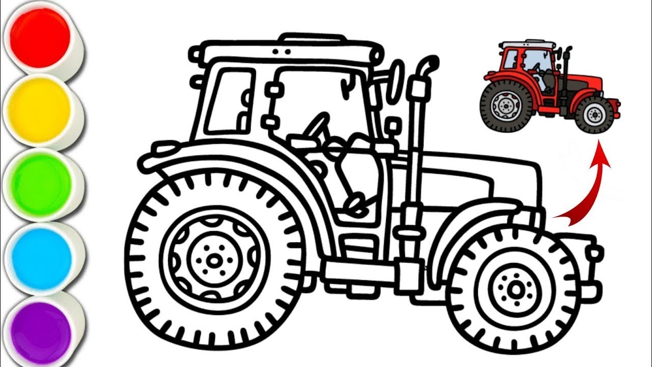 Red Tractor 🚜 Drawing, Painting & Coloring For Kids and Toddlers_ Child ...