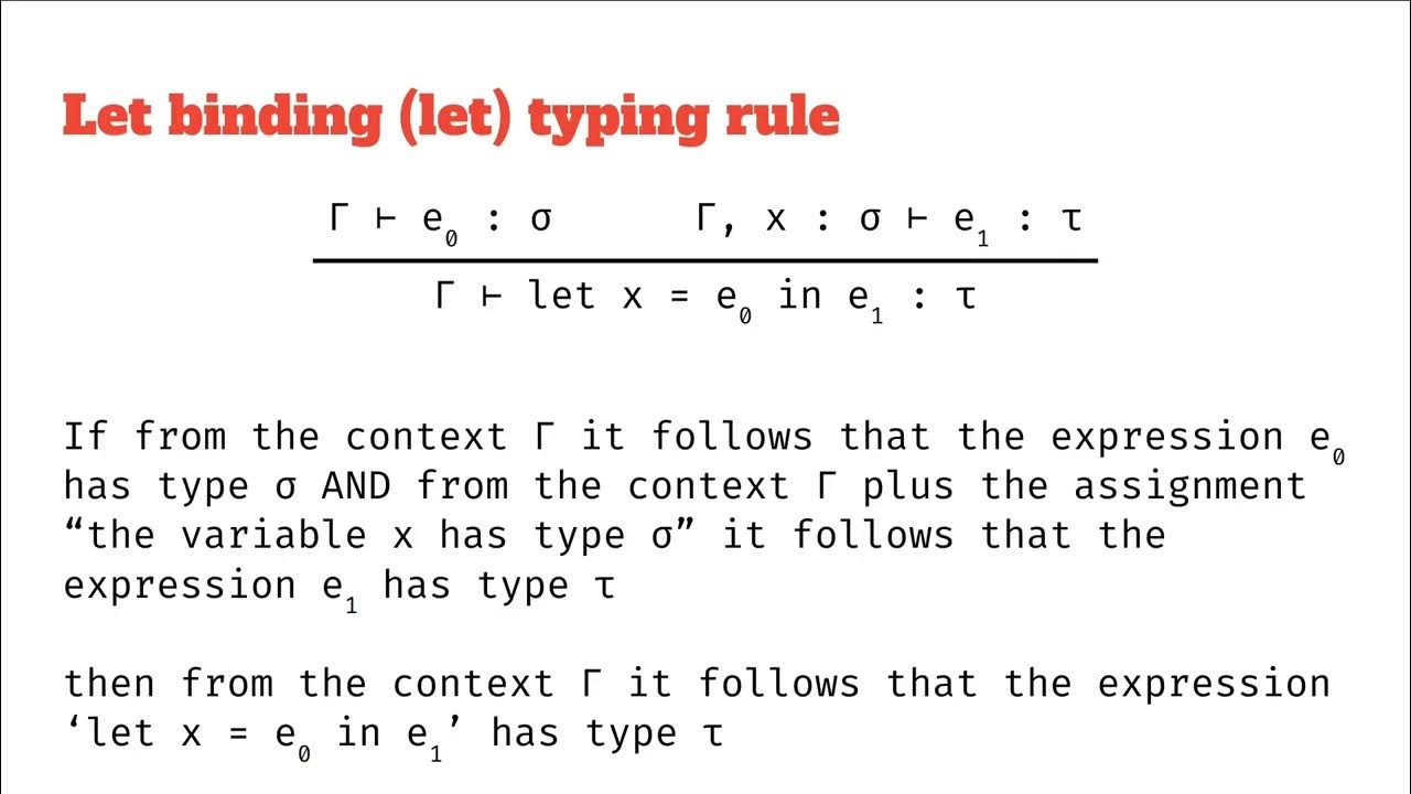 Let binding typing rule in Hindley-Milner - YouTube