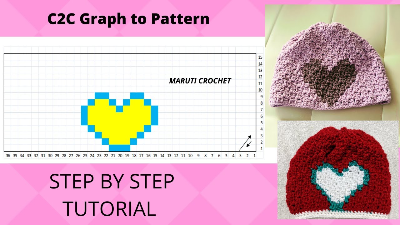 C2C / ஹார்ட் டிசைன் தொப்பி | பெரியவர்கள் தொப்பி | Graph பேட்டர்ன் - YouTube