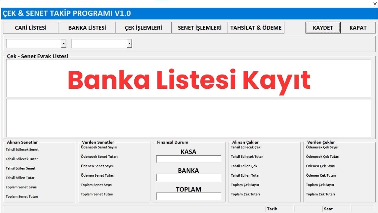 Çek - Senet Takip Programı | Banka Kayıt - YouTube