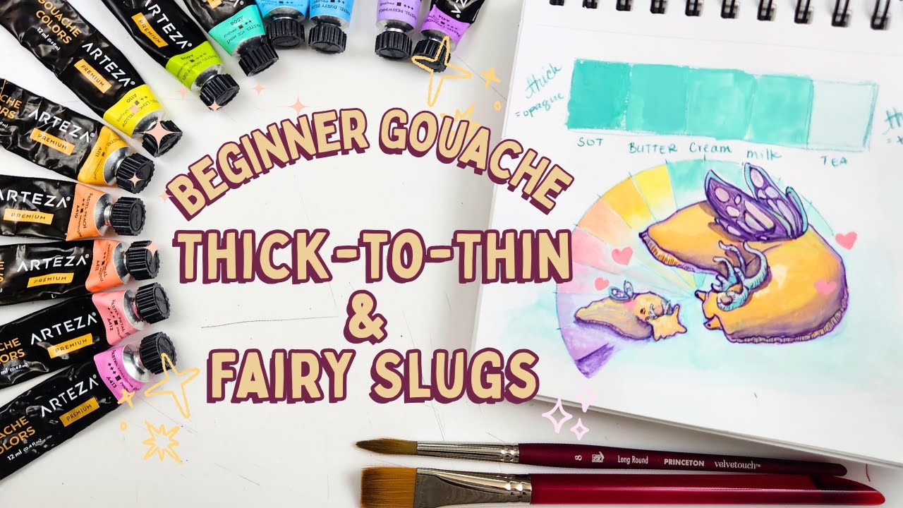 Beginner Gouache: Thick to Thin Scale Plus Fairy Slugs! - YouTube