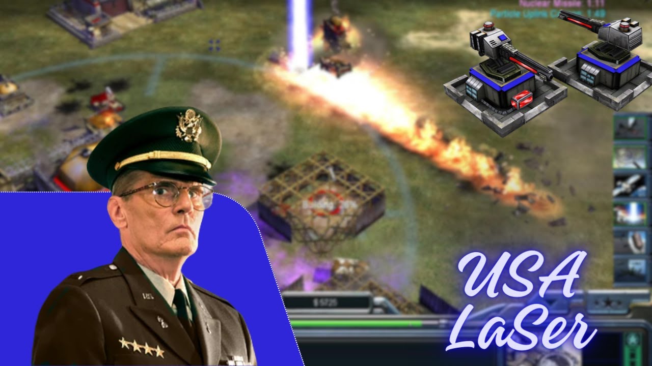 command and conquer generals zero hour جنيرال زيرو اور | USA laser hard game 3 vs 3 - YouTube