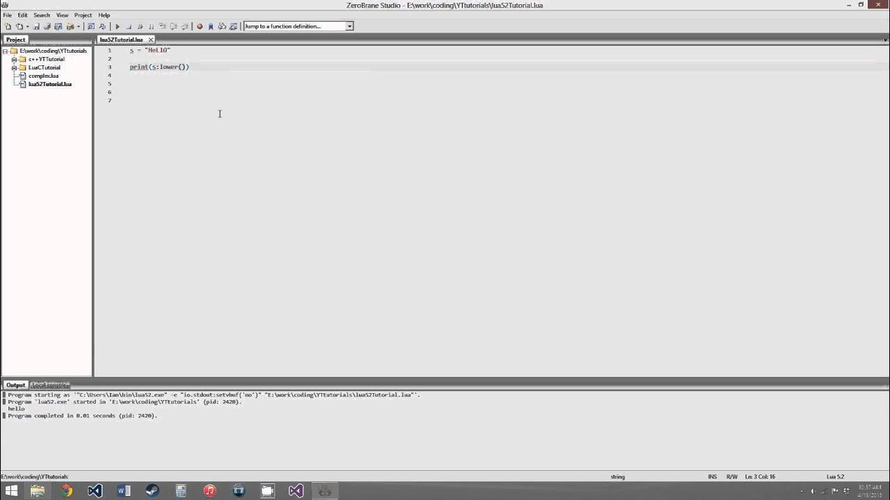Lua 5.2 Tutorial 20: The String Library Part 1 - YouTube