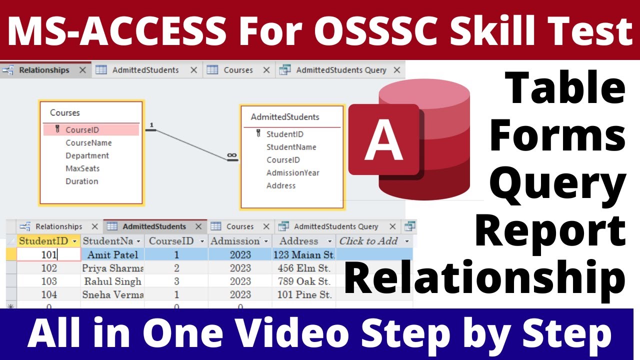 MS Access practical question pdf osssc | Computer Skill Test for PEO ...