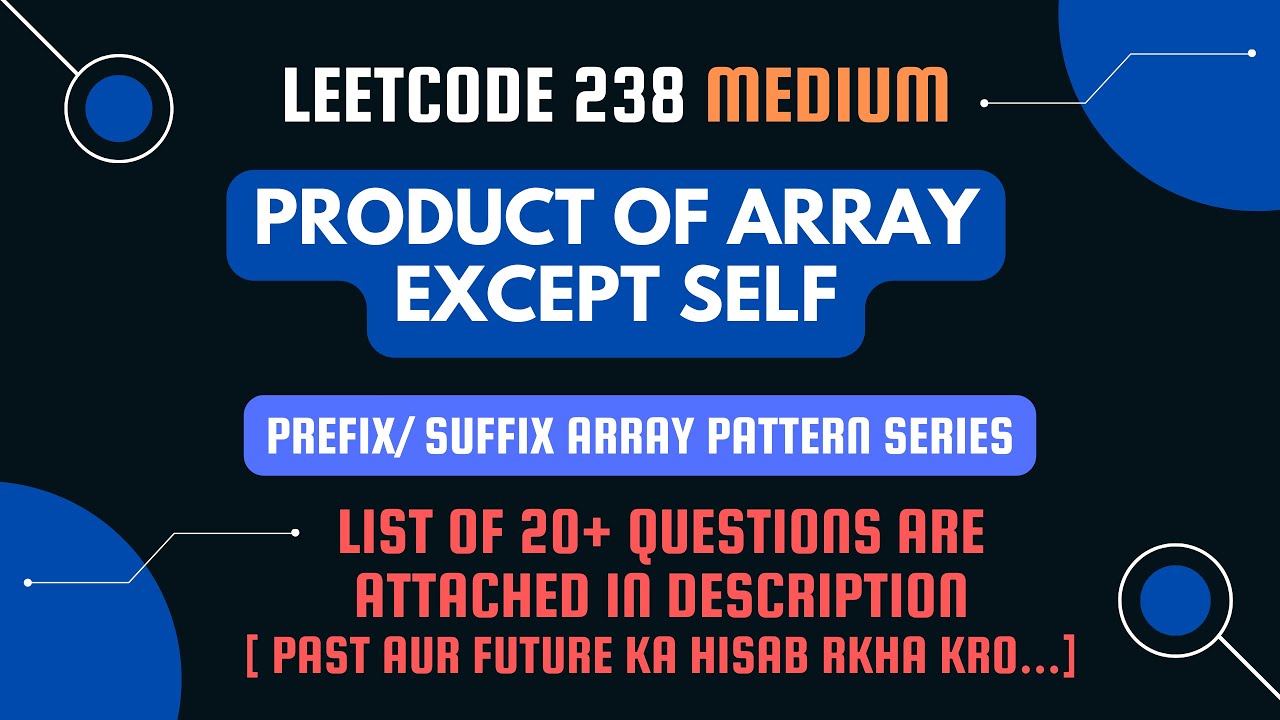 Product Of Array Except Self Leetcode 238 Prefixsuffix Sum Pattern Series Hindi C 6778