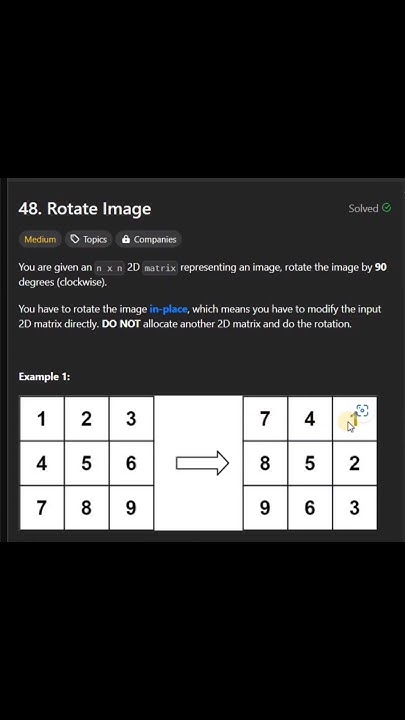 Microsoft Interview Question | Rotate Image - Matrix | Leetcode 48 | Code in Python #shorts # ...