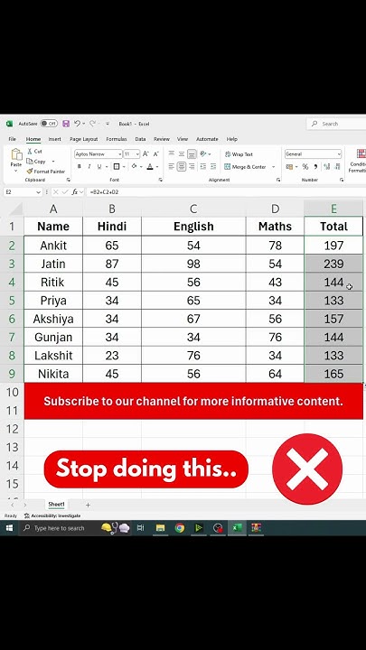 Stop Adding Cells Manually in Excel! Use This Trick 🔥#excel #easy #exceltips #shorts - YouTube