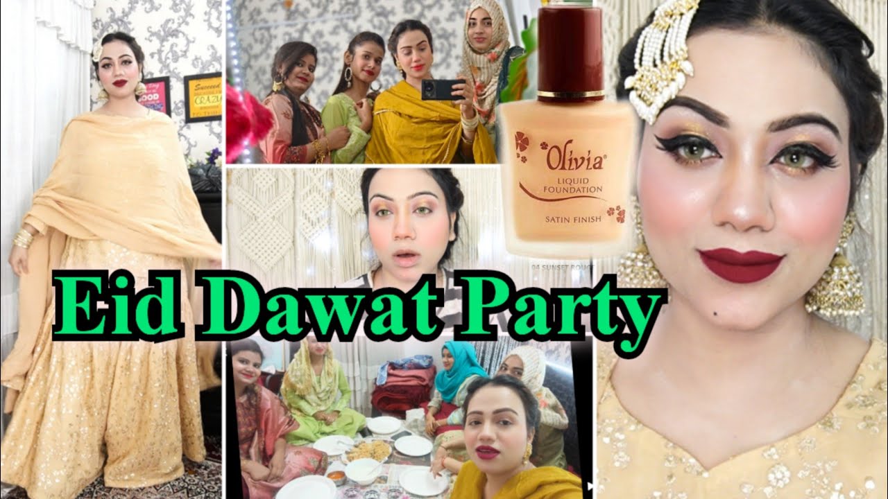 MY EID OUTFIT & MAKEUP | Eid Party With My Salon Staff | Easy Step By ...