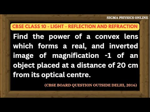 Find the power of a convex lens which forms a real, and inverted image ...