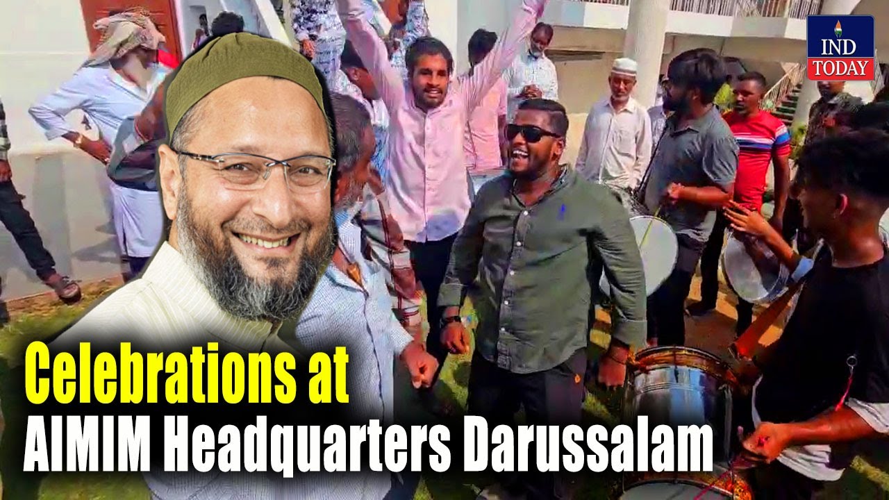 Celebrations at AIMIM Headquarters Darussalam | Asaduddin Owaisi's ...