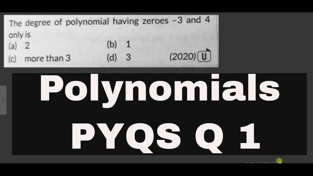 Class 10 Polynomials PYQS || Q 1 || Most Important questions Class 10 ...