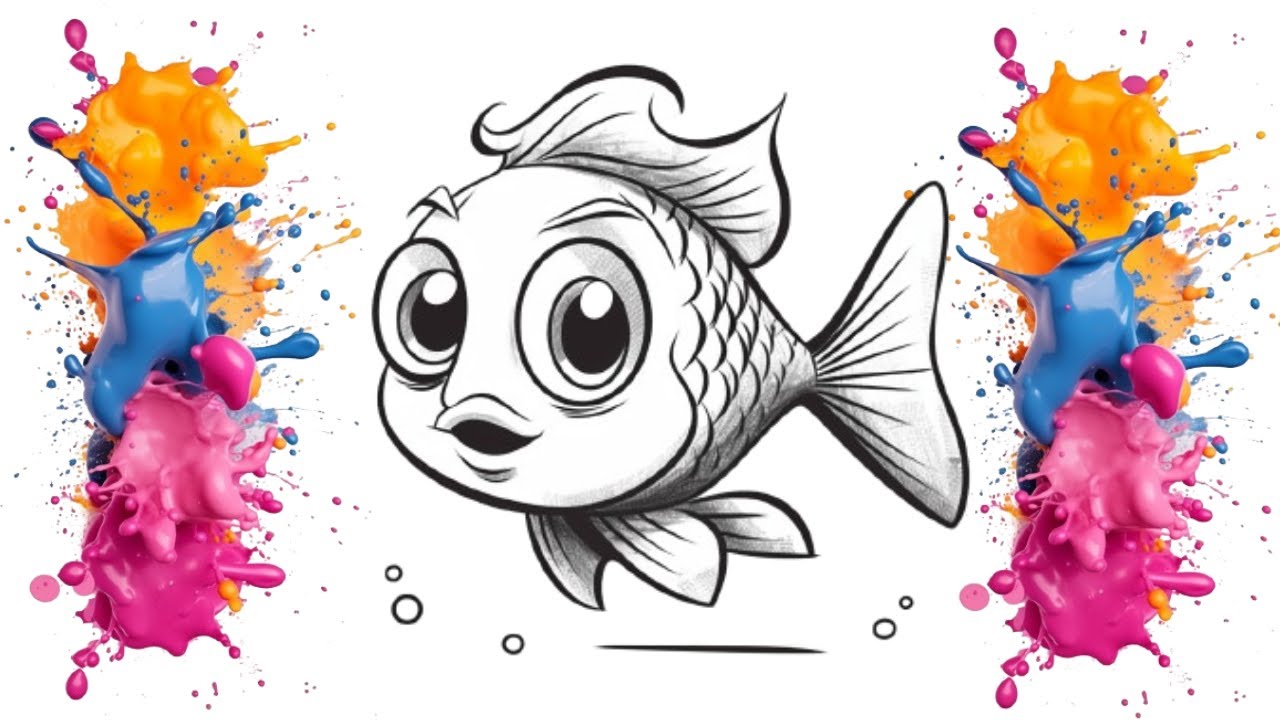Funny Fish 🐟 Drawing For Kids - Coloring Sketch For Children, Toddler ...
