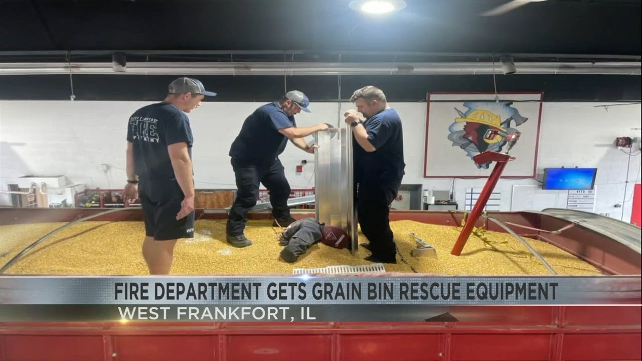 Farm donates grain bin rescue equipment to local firefighters - YouTube