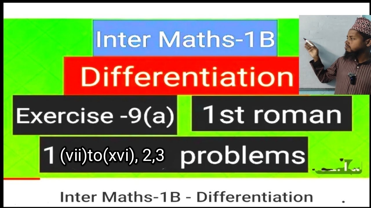 9.Differentiation | Exercise -9(a)|1st Roman (vii)to(xvi), 2,3 Q|Inter maths-1B| Star maths ...