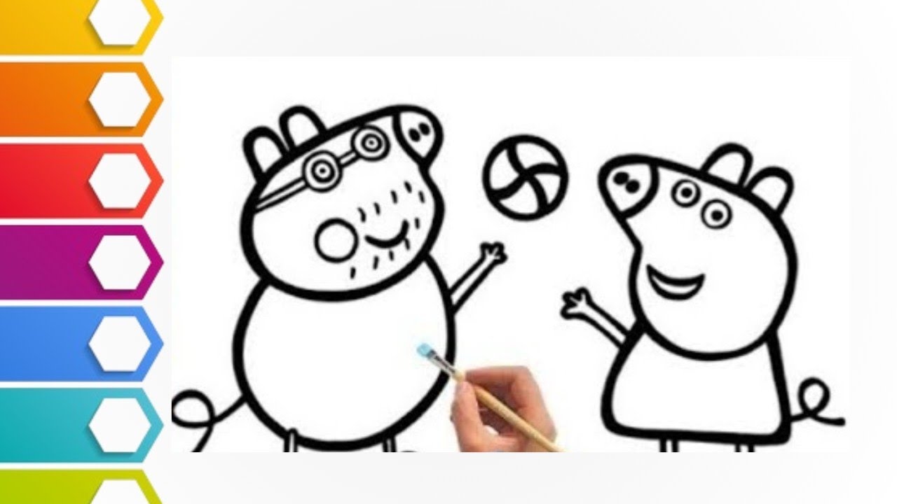 😍🥰dad peppa pig🐷l father peppa pig drawing l colorful 💛💚💙drawing for ...